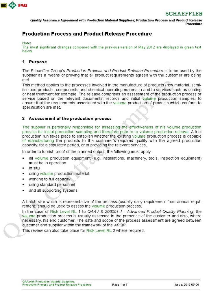 QAA Production Process Release | PDF | Specification (Technical ...