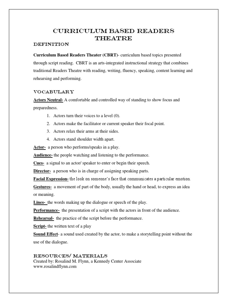 Curriculum-Based Readers Theater Guide | PDF | Actor | Gesture