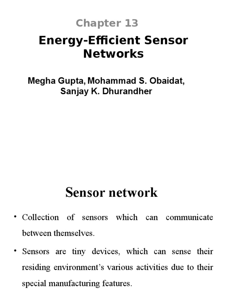 Chapter 13 Energy Efficient Wsn Slides Pdf Routing Wireless