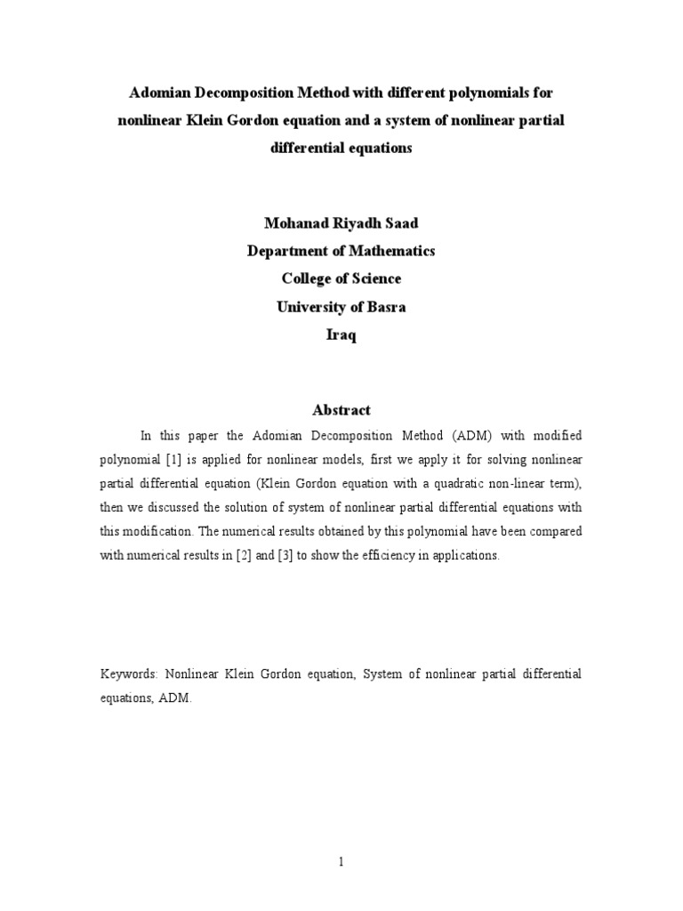 Adomian Decomposition Method With Different Polynomials For | PDF ...