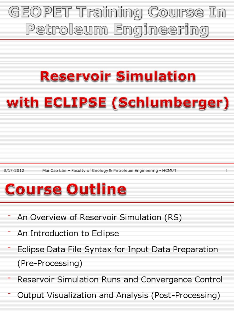 Eclipse Basic Course | PDF | Petroleum Reservoir | Petroleum