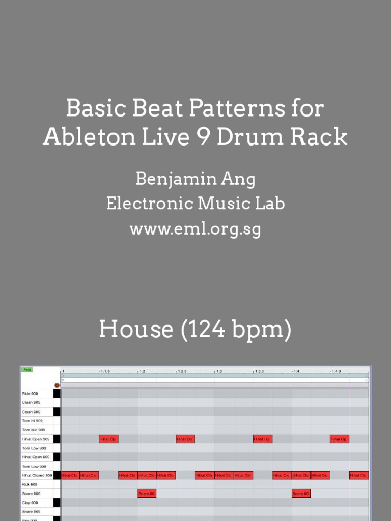 Basic Beat Patterns For Ableton Live 9 Drum Rack: Benjamin Ang ...