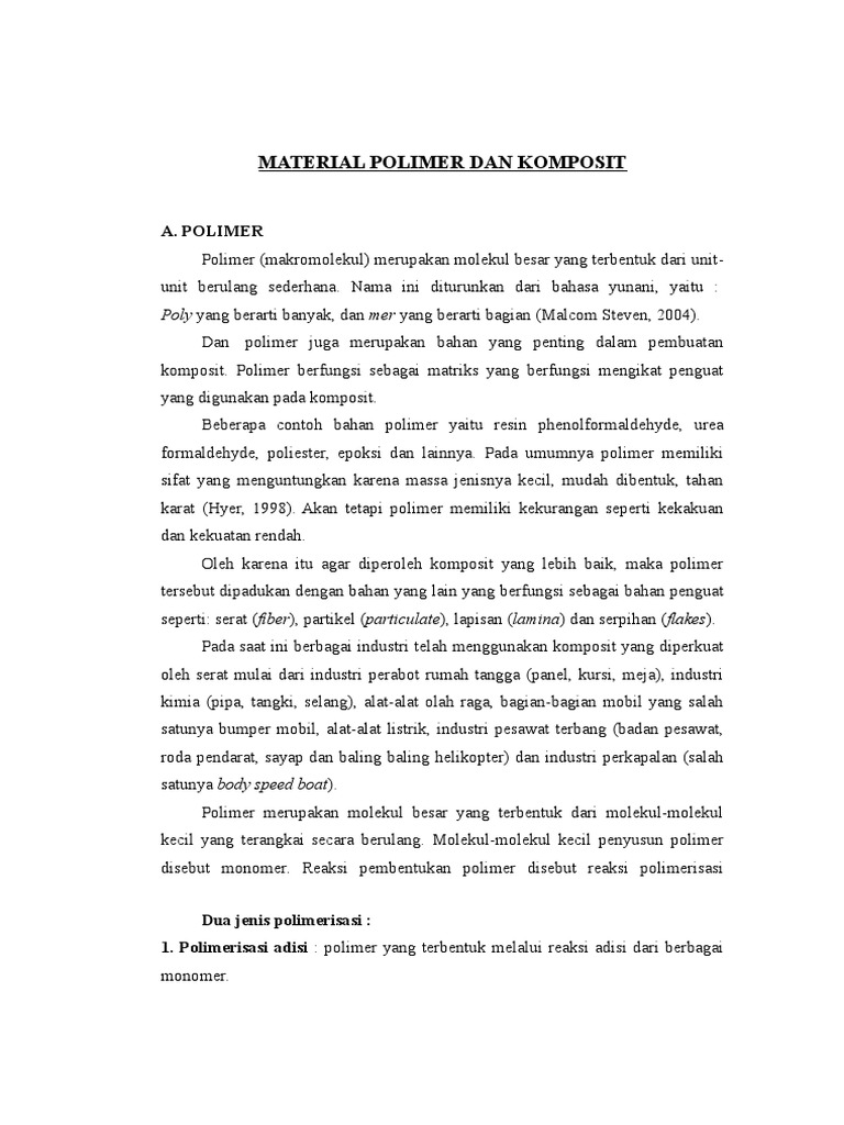 Material Polimer Dan Komposit | PDF | Pengelolaan Keuangan & Uang ...