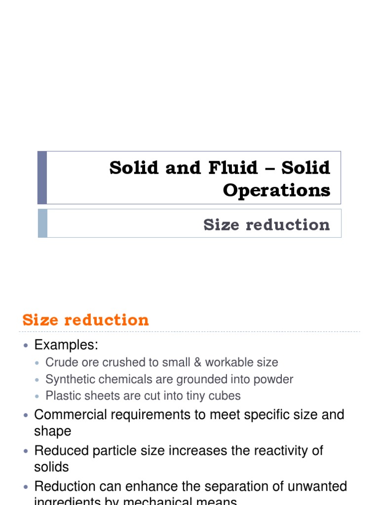 Size Reduction Techniques in Operations | PDF | Mill (Grinding) | Materials