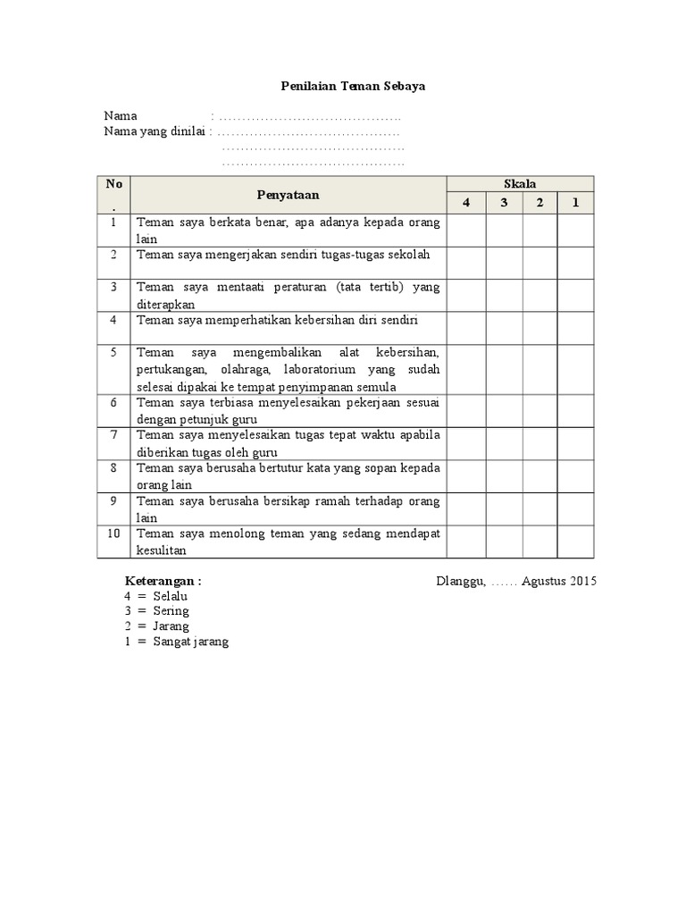 Penilaian Teman Sebaya | PDF