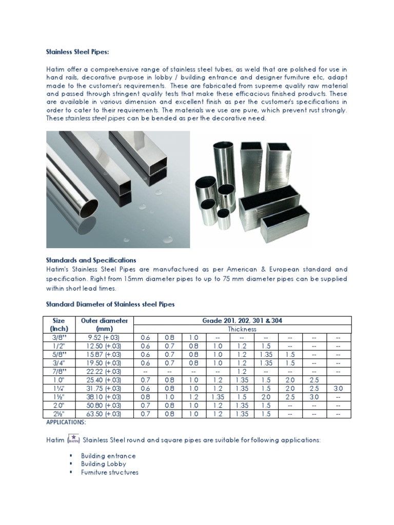 Stainless Steel Pipes | PDF