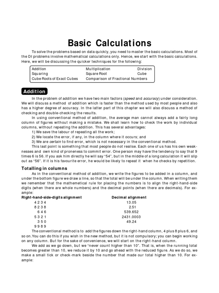 Quicker Basic Calculation | Download Free PDF | Division (Mathematics ...