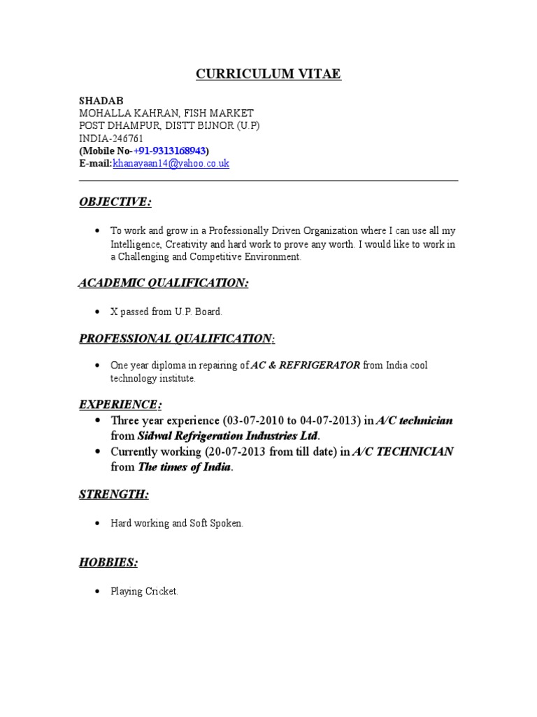 Shadab CV | PDF | Career & Growth