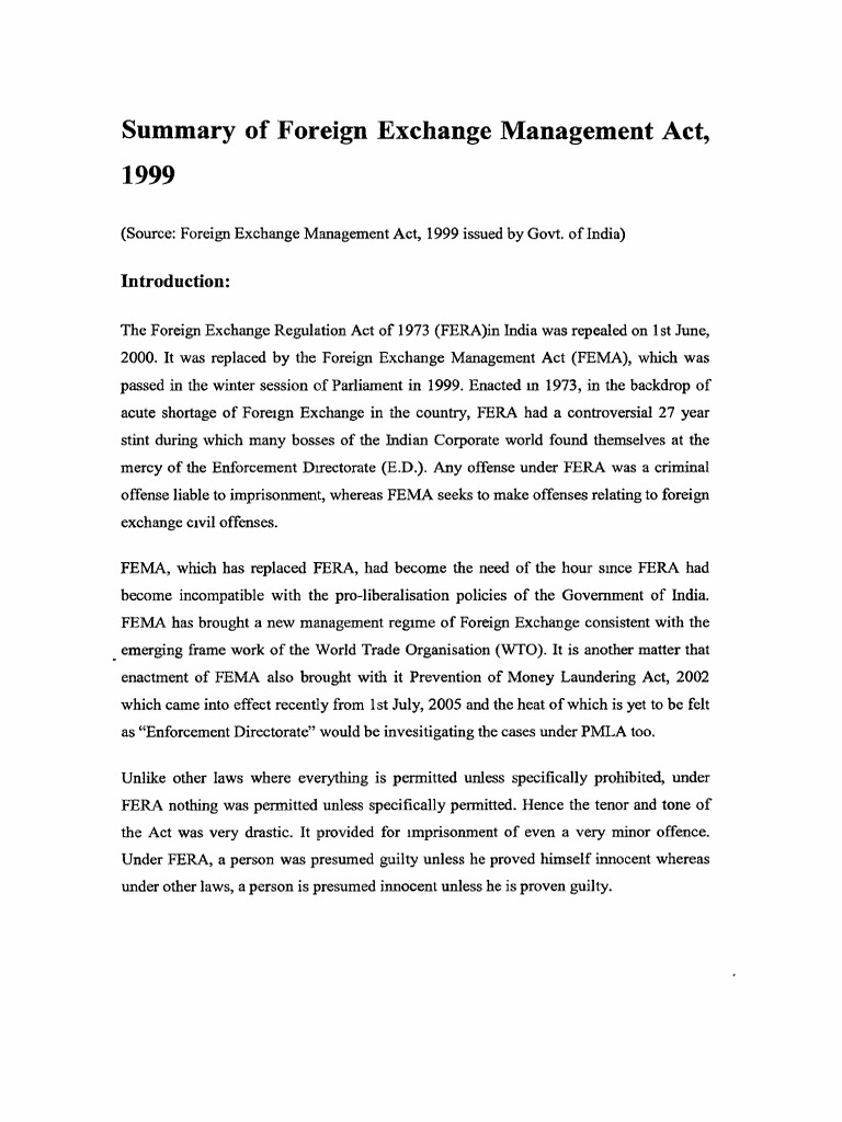 Fema Notes | PDF | Notes (Finance) | Currency