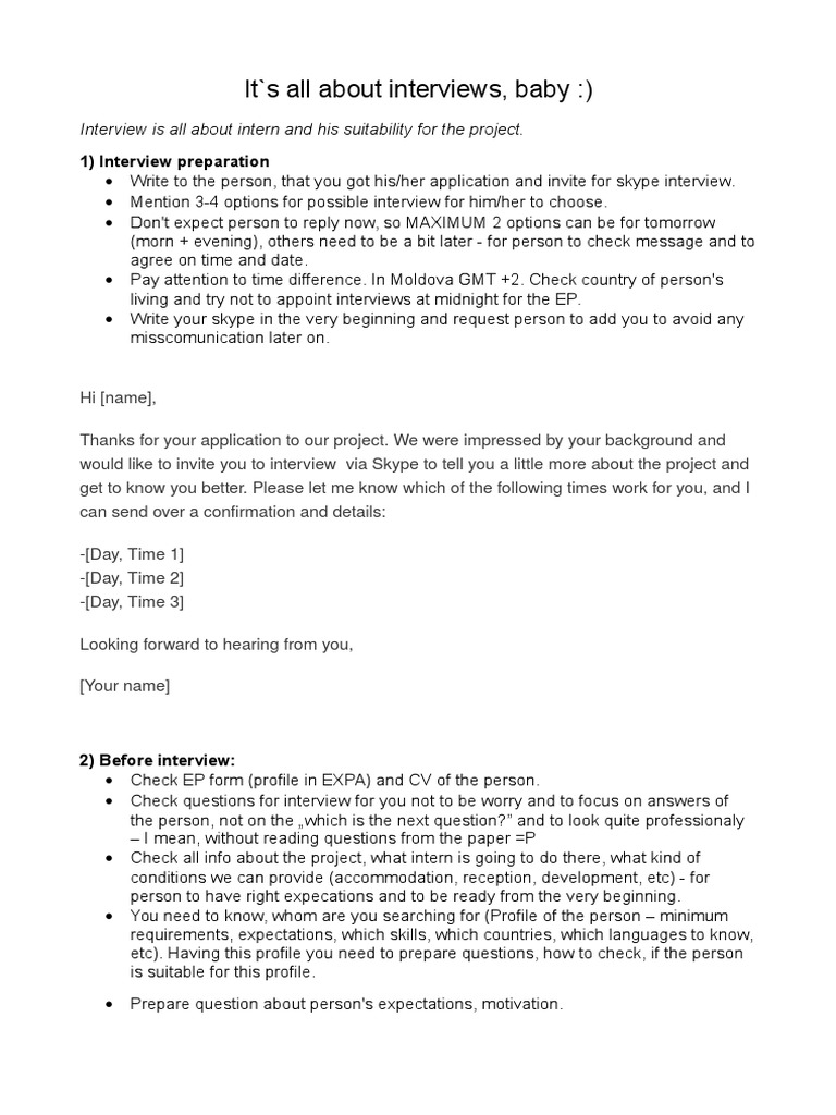 It's All About Interviews, Baby:) : 1) Interview Preparation | PDF
