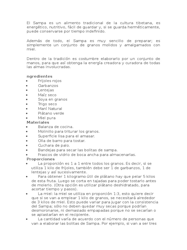 El Sampa Es Un Alimento Tradicional de La Cultura Tibetana | PDF ...