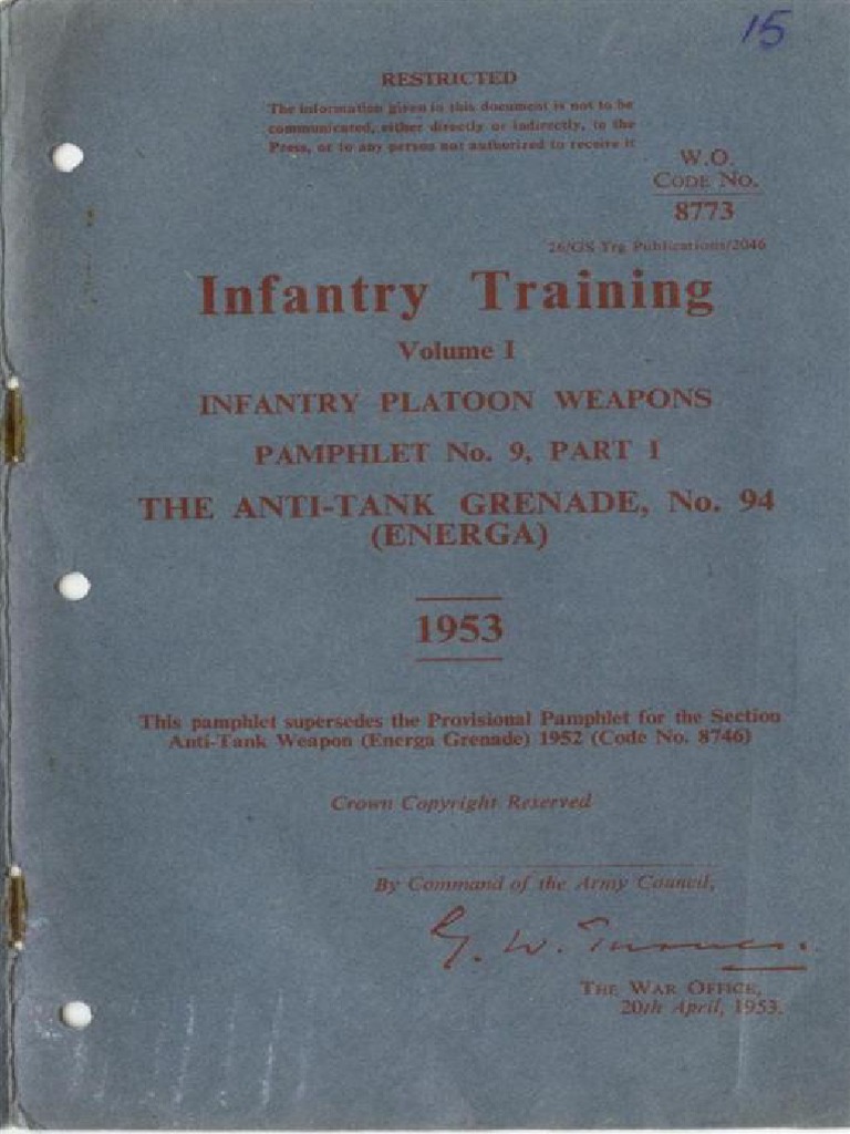 Infantry Training Antitank Grenade No.94 1953 | PDF