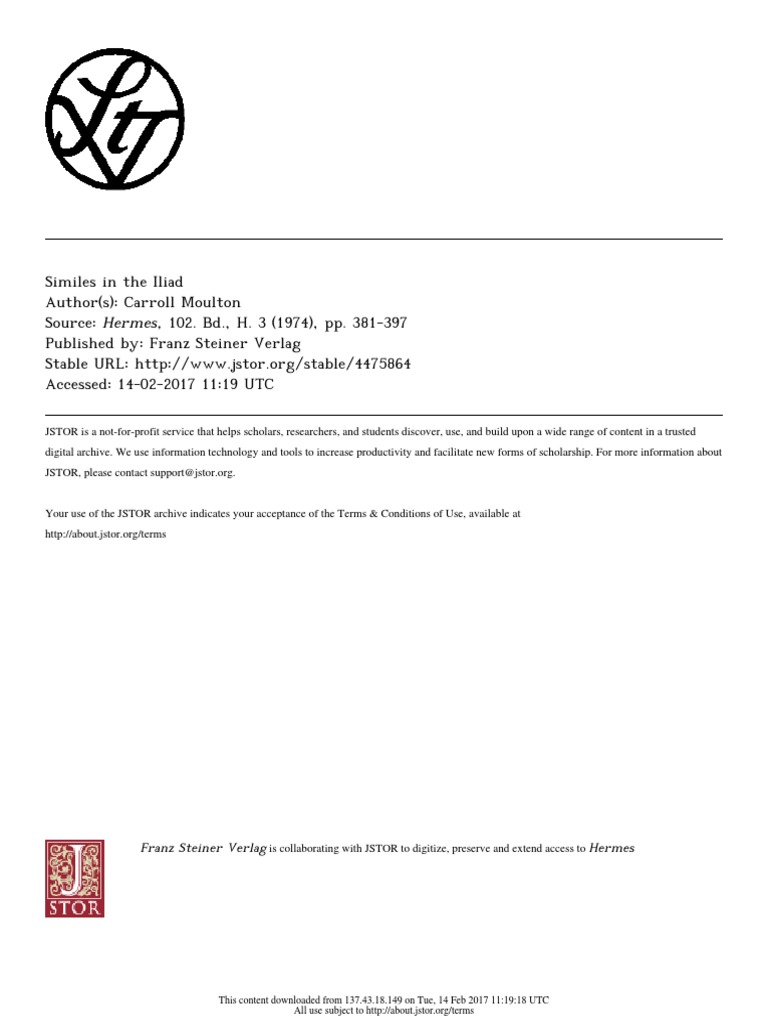 Similes in The Iliad | PDF | Homer | Iliad