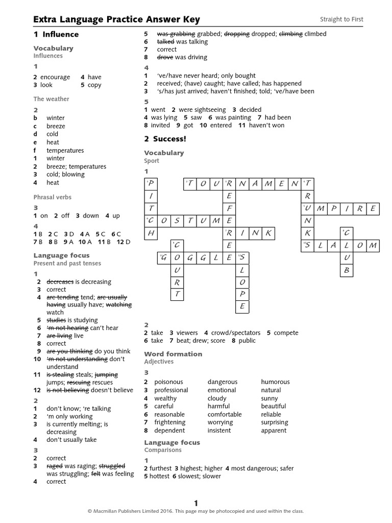 STF Extra Language Practice Worksheets Answer Key | PDF | Vocabulary ...