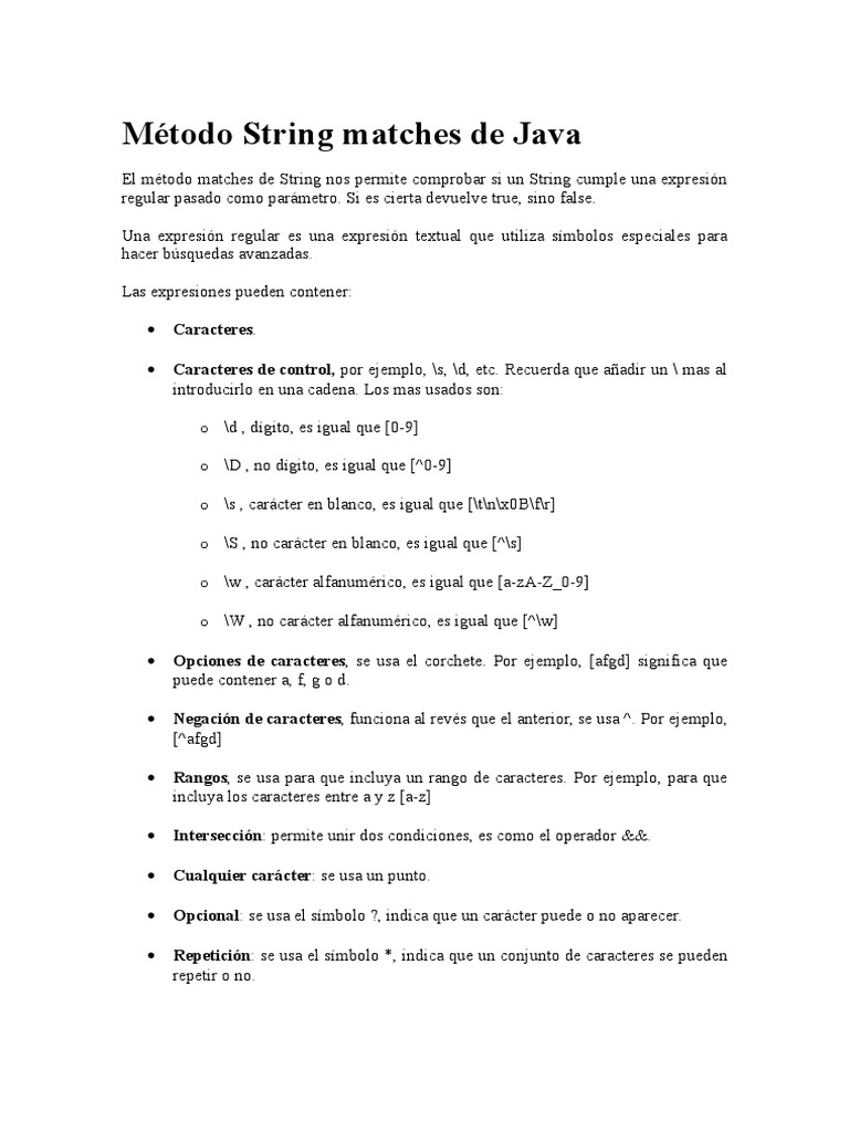 003 Método String Matches de Java | PDF | Programación de computadoras | Áreas de informática