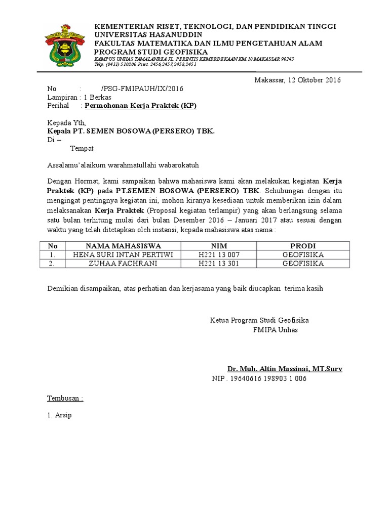 Surat Permohonan Dan KP | PDF