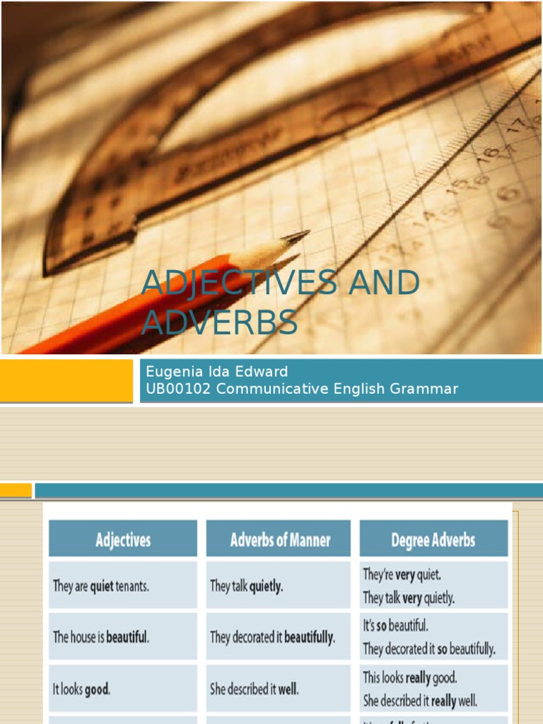 Adjectives and Adverbs: Eugenia Ida Edward UB00102 Communicative ...