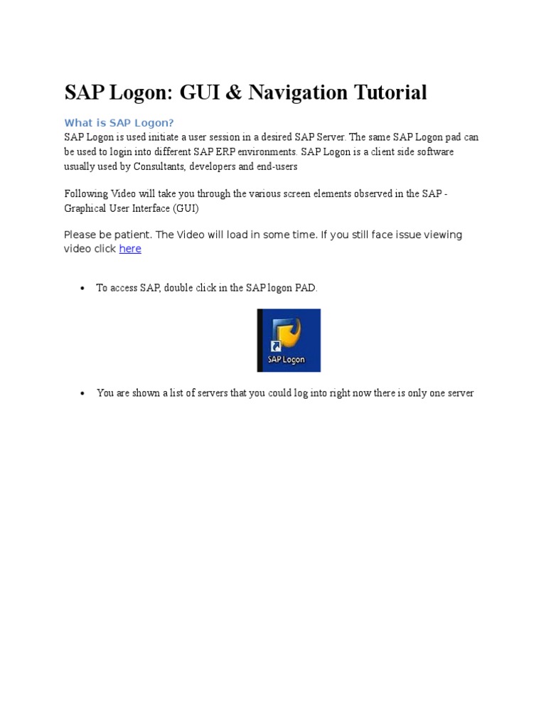SAP Logon Navigation | PDF | Login | Point And Click