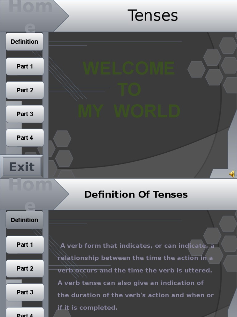 Welcome TO My World: Tenses | PDF | Perfect (Grammar) | Grammatical Tense