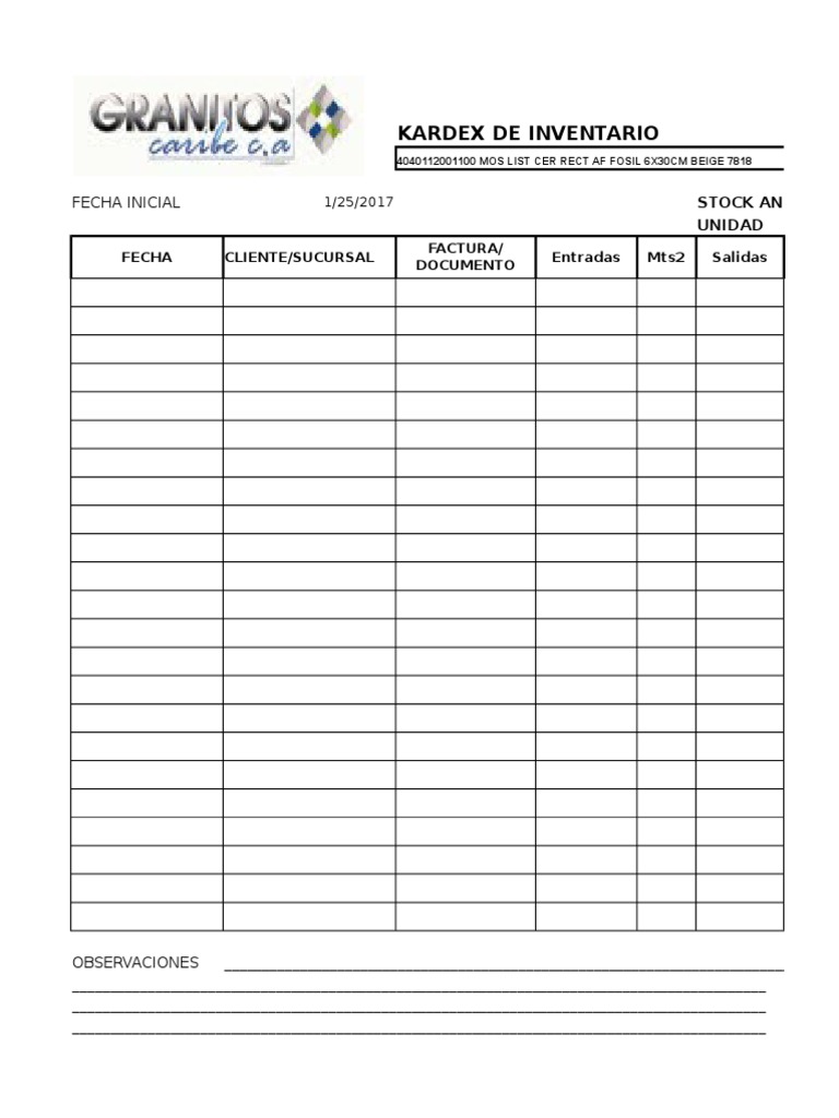 Hoja de Kardex | PDF