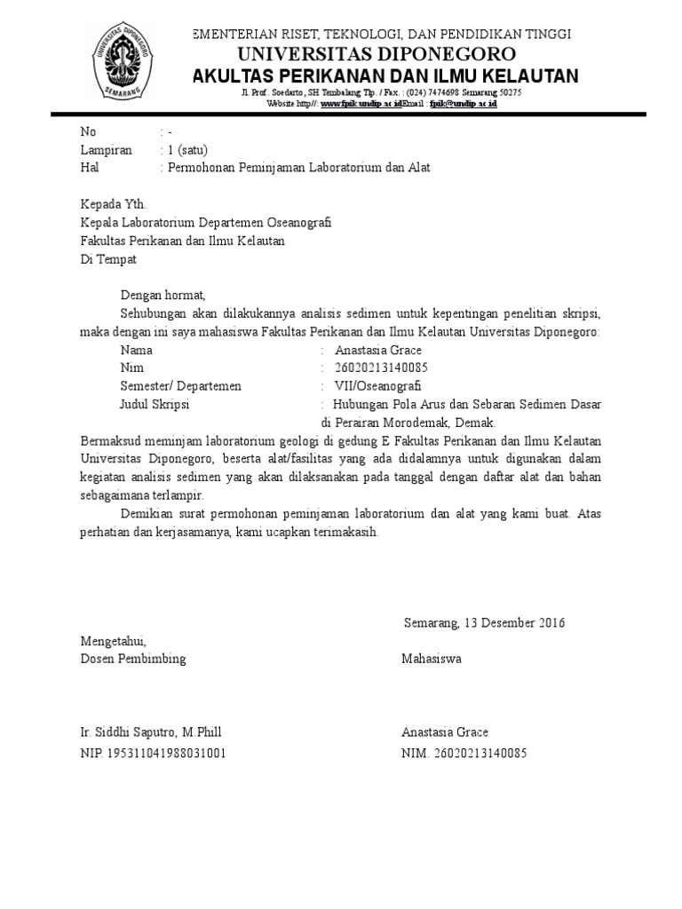 Surat Pinjam Alat Dan Lab | PDF