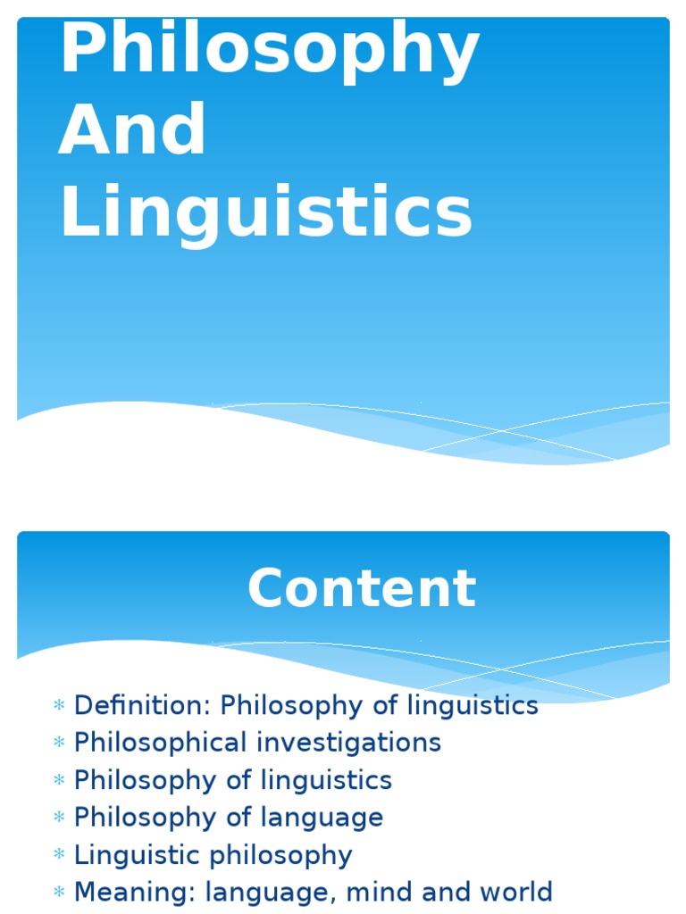 Philosophy and Linguistics | PDF | Philosophy Of Language | Linguistics