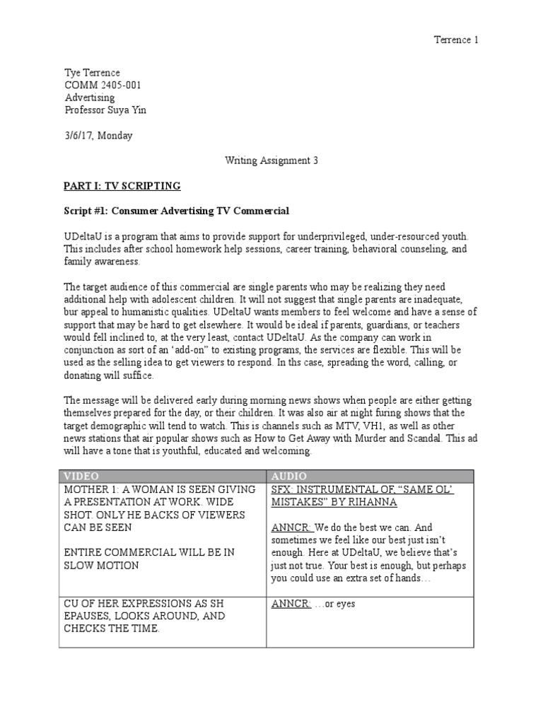 TV Commercial Scripts | PDF | Homelessness | Advertising