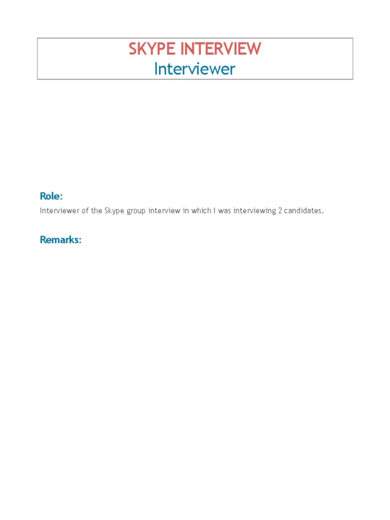 Skype Interview: Interviewer | PDF