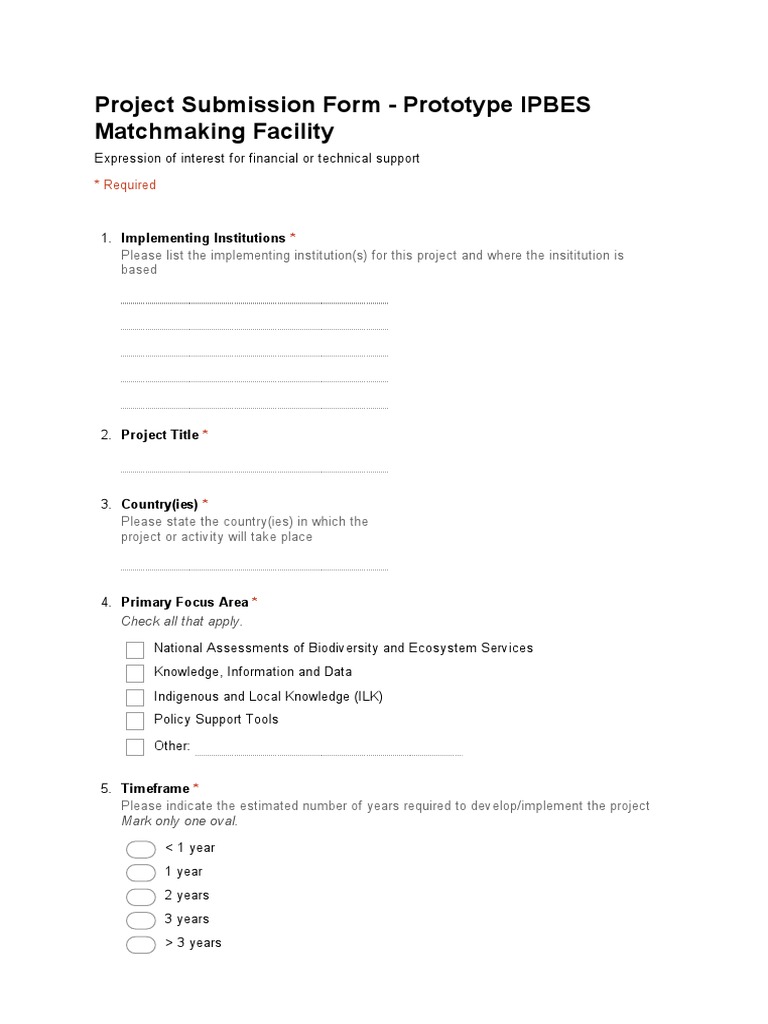Project Submission Form | PDF | Conservation | Ecosystem