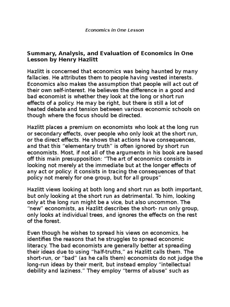 Economics in One Lesson | Download Free PDF | Minimum Wage | Prices