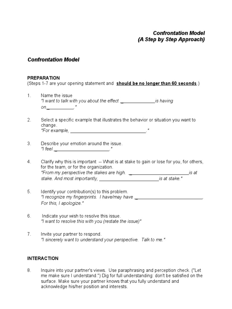Confrontation Model Step by Step Approach | PDF