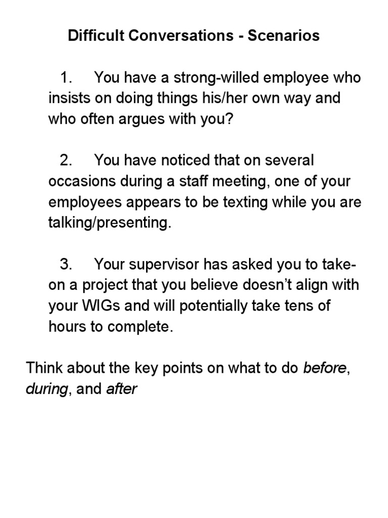 Difficultconversations Scenarios | PDF