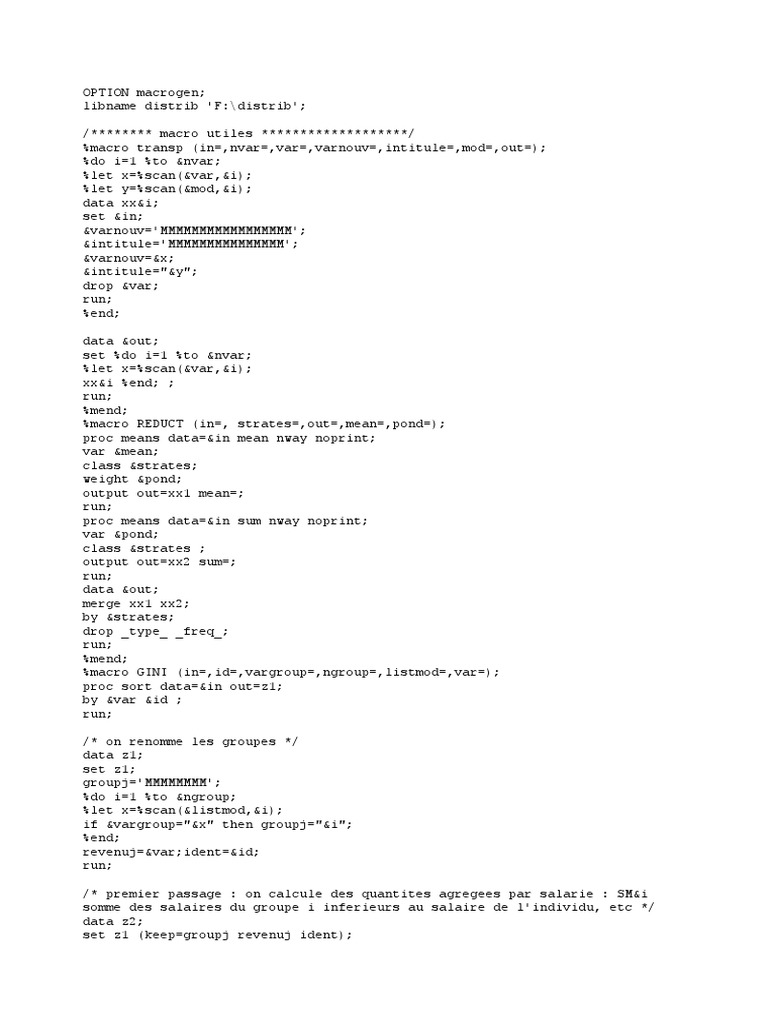 SAS Macro - Gini Calculation | PDF | Sas (Software) | Gini Coefficient