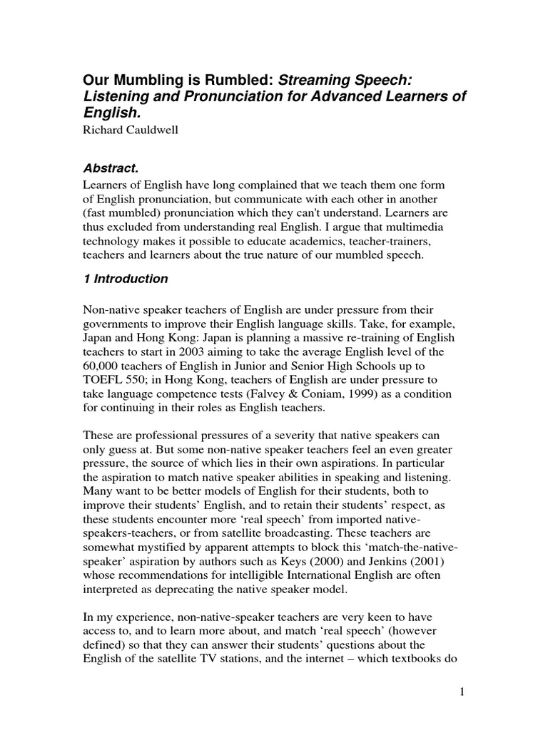 Our Mumbling Is Rumbled Streaming Speech-Listening and Pronunciation ...