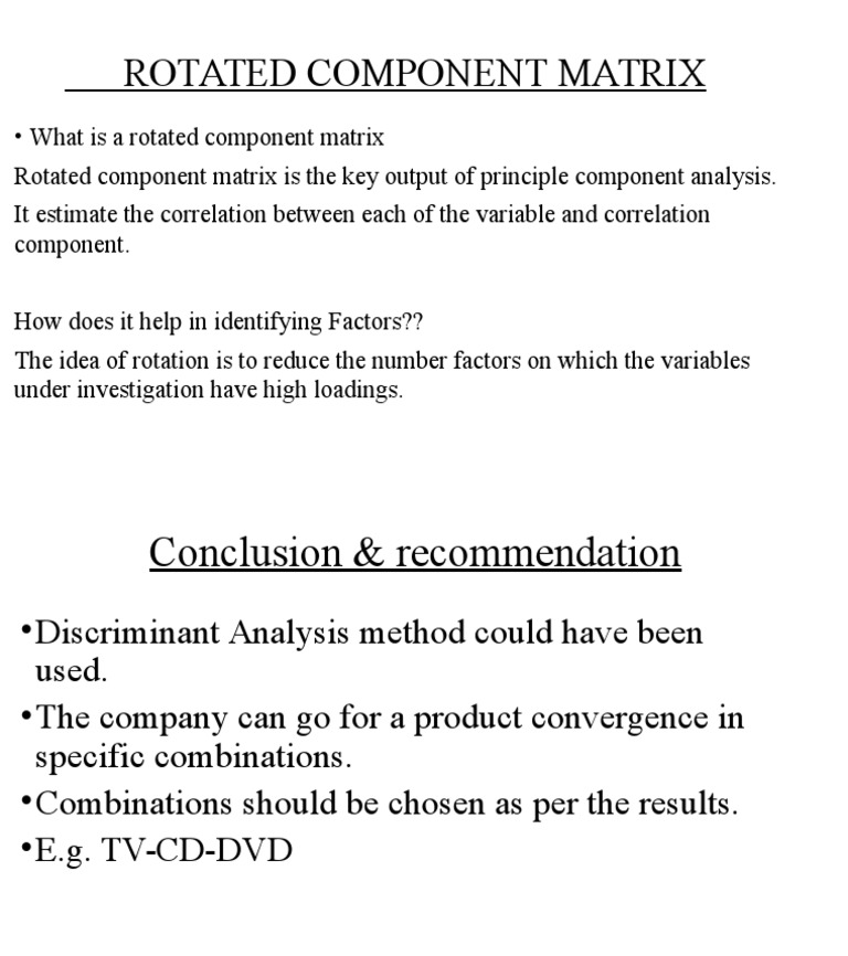 Rotated Component Matrix | PDF