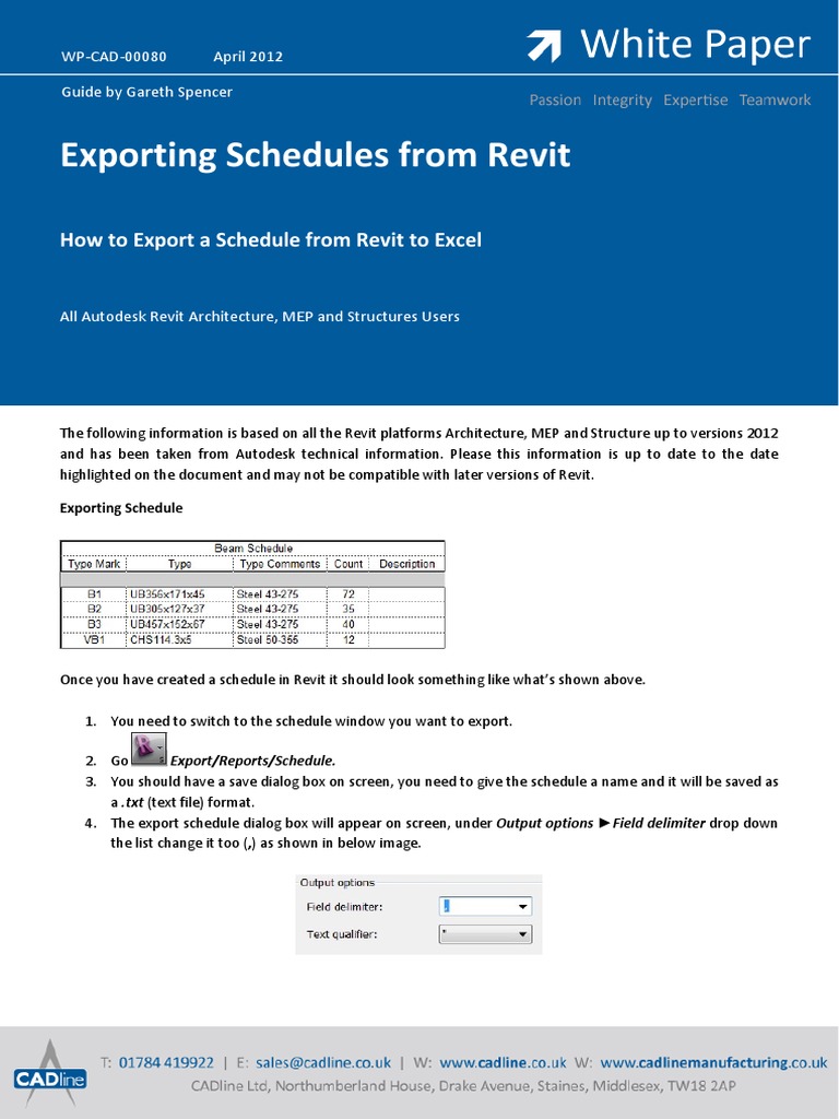 Exporting Schedules From Revit | PDF | Autodesk Revit | Microsoft Excel Exporting Schedules From Revit | PDF | Autodesk Revit | Microsoft Excel