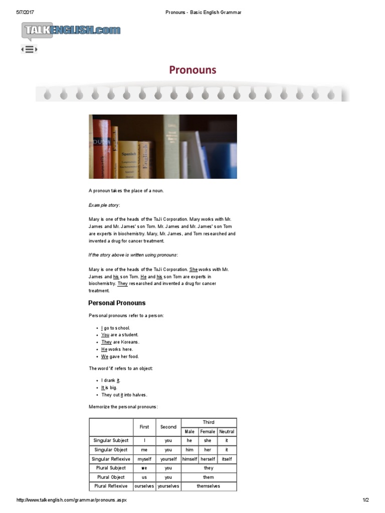 Pronouns | PDF | Pronoun | English Grammar
