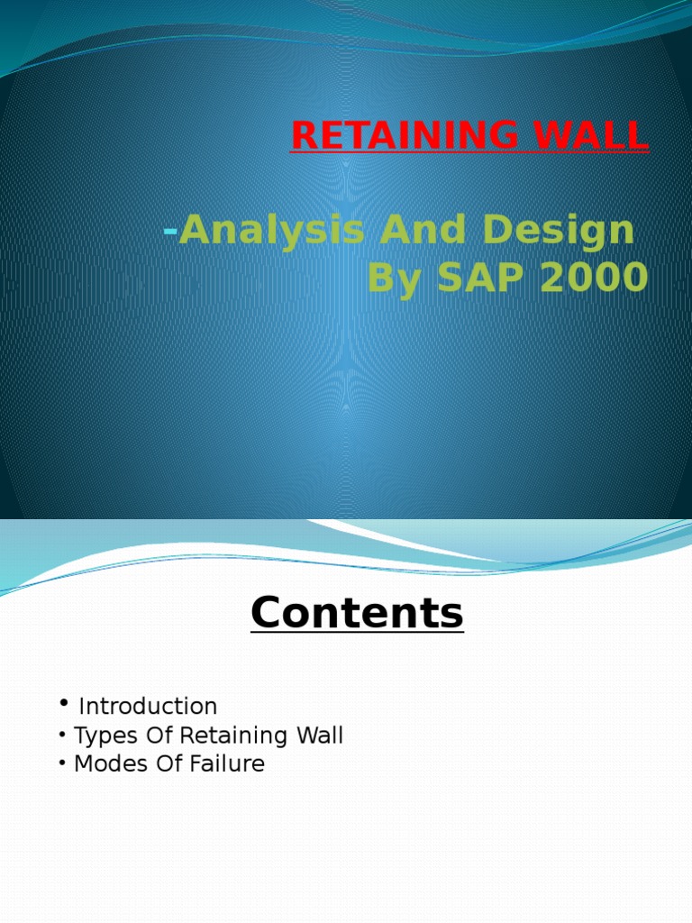 Retaining Wall: Analysis and Design by SAP 2000 | PDF | Civil ...