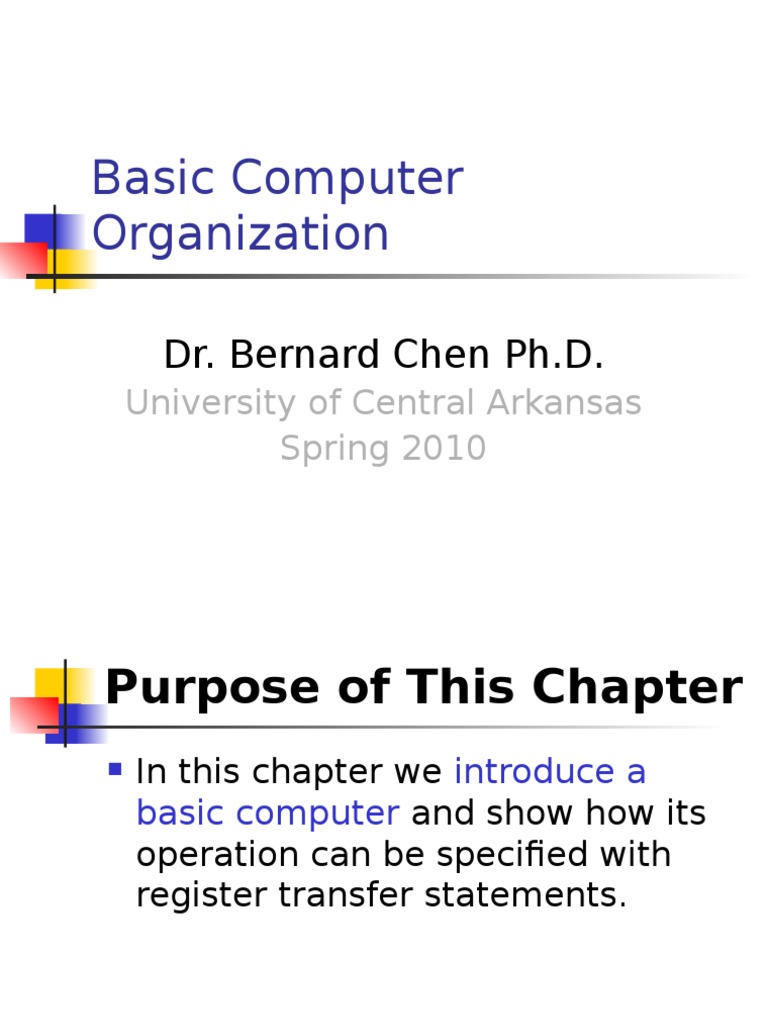 Basic Computer Organization: Dr. Bernard Chen PH.D | Download Free PDF ...