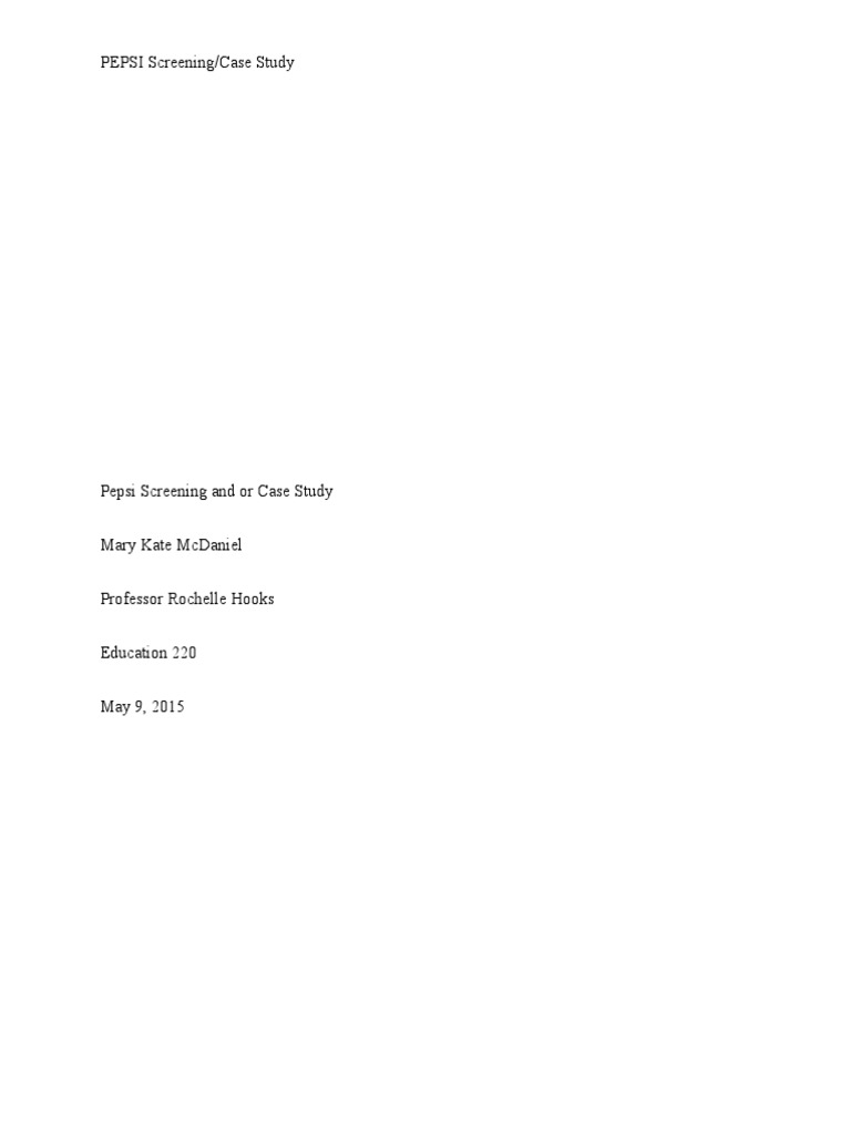PEPSI Screening/Case Study | PDF | Physical Exercise | Schools