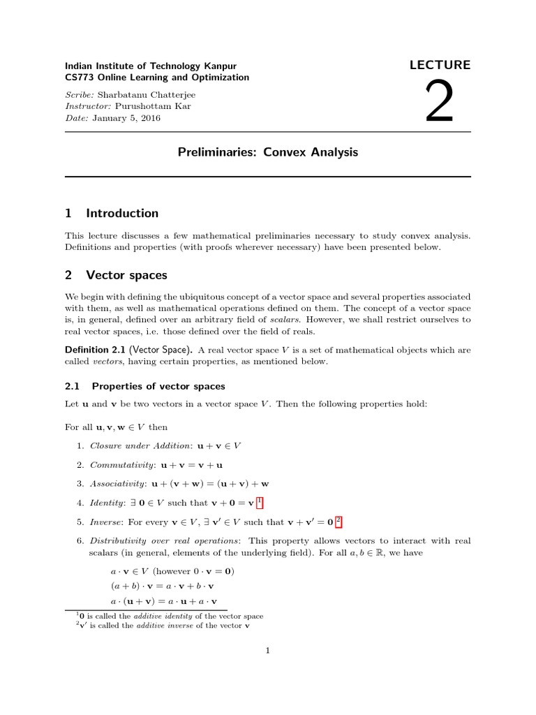 2.1 Properties of Vector Spaces | PDF | Norm (Mathematics) | Vector Space
