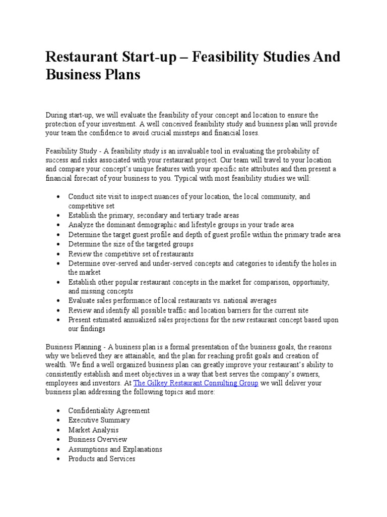 Restaurant Start | PDF | Feasibility Study | Startup Company