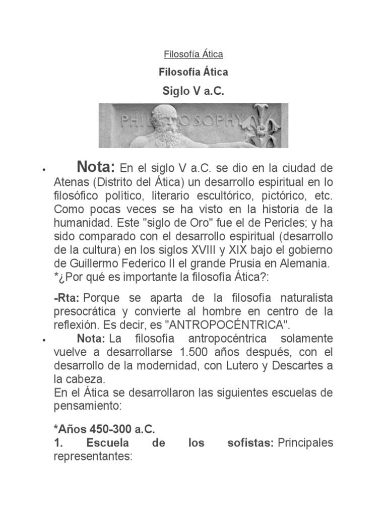 Características de la Filosofía Ática | PDF | Platón | Conocimiento