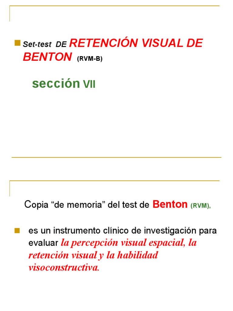 Test de Benton | PDF | Percepción | Hemisferio cerebral