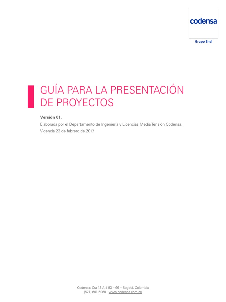 CODENSA Guia para La Presentacion de Proyectos V1 23 Febrero 2017 | PDF | Transformador | Diseño