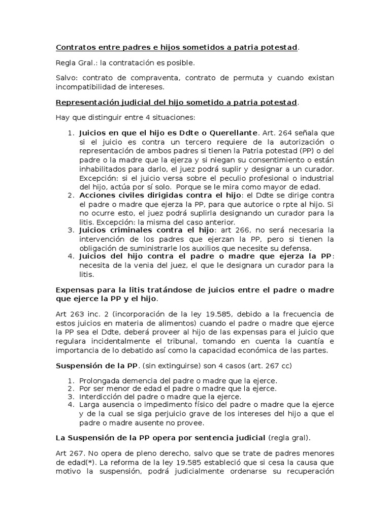 Contratos Entre Padres e Hijos Sometidos A Patria Potestad Pag 466-474 ...