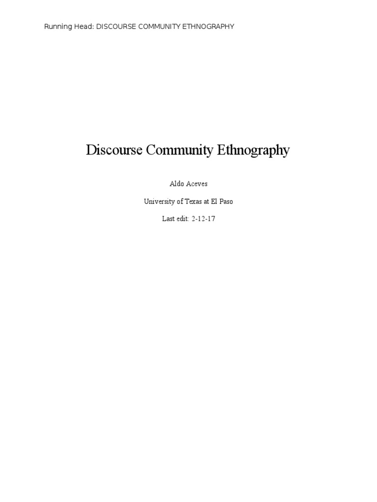Discourse Community Ethnography | PDF | Ethnography | Engineer
