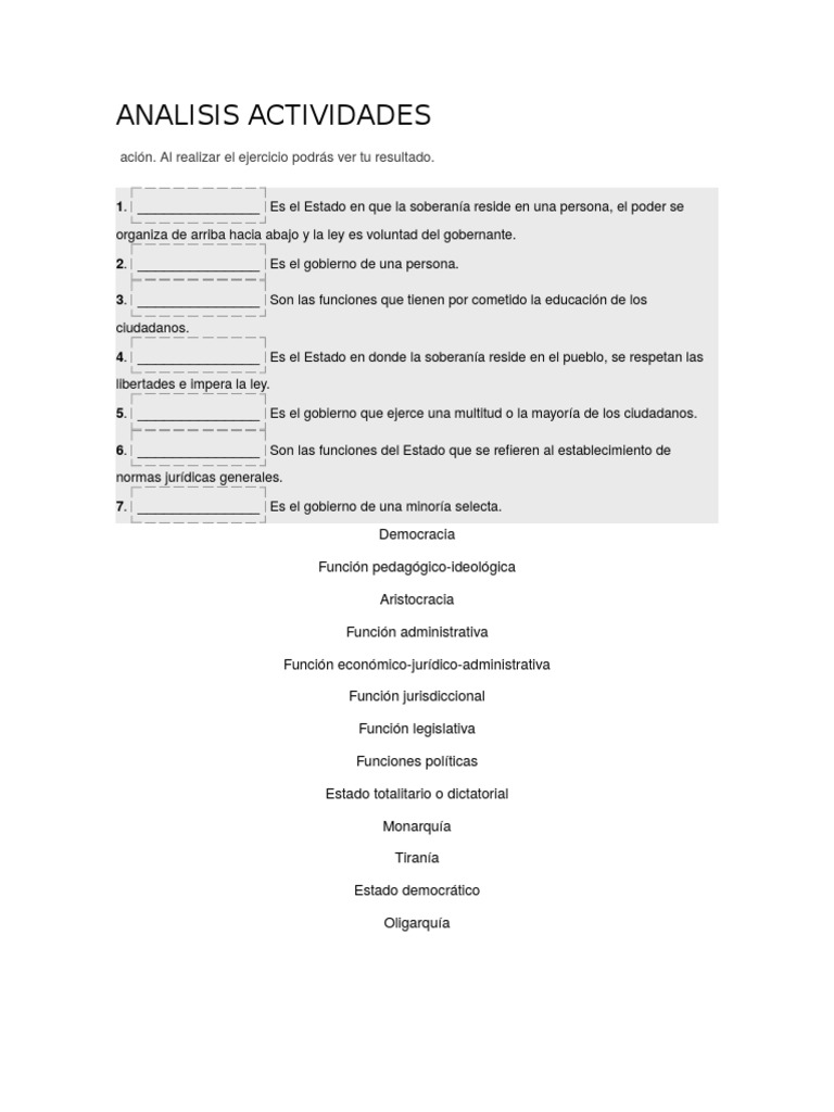 Análisis de Actividades | PDF | Estado (política) | Trabajo Social