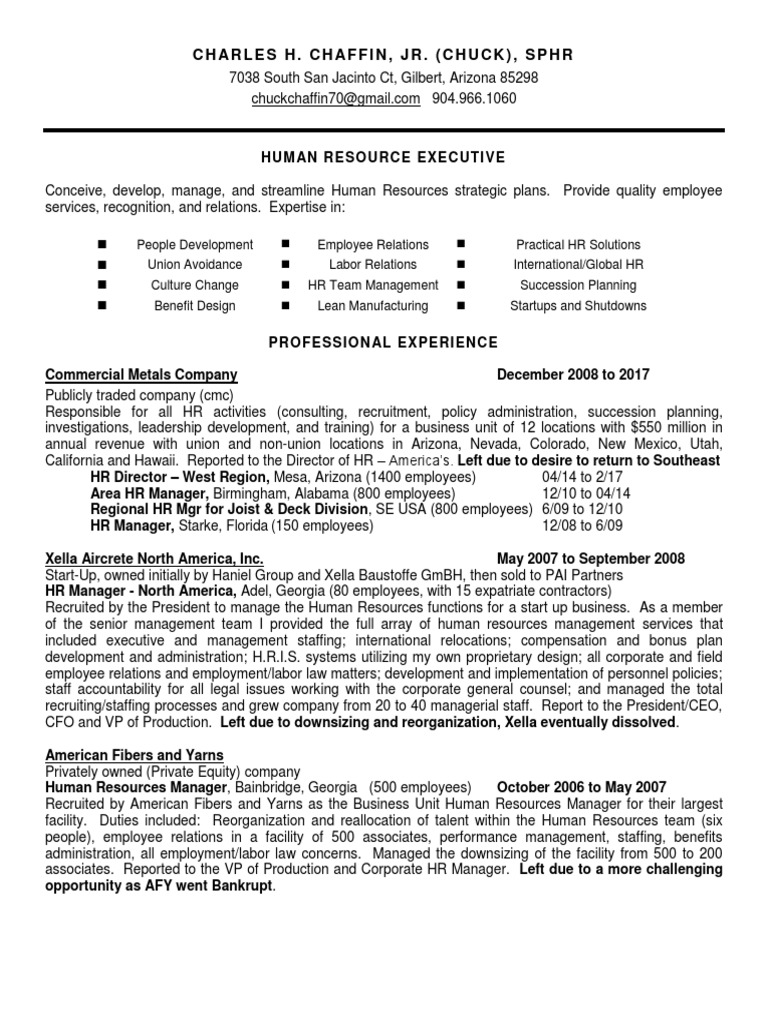 Charles H. Chaffin, Jr. (Chuck), SPHR | PDF | Employment | Human ...