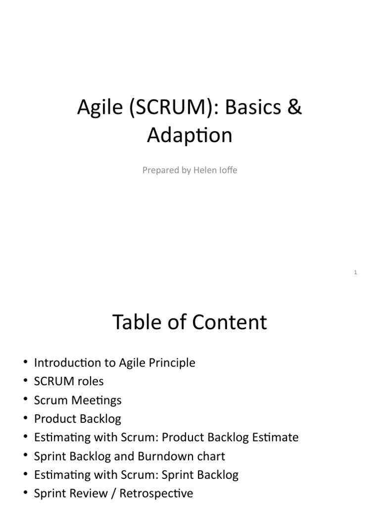 Agile (SCRUM) : Basics & Adaption: Prepared by Helen Ioffe | Download Free PDF | Scrum (Software ...